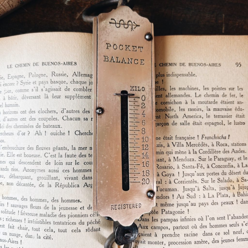 Grand peson en laiton anglais 20 kg - Ma valise en carton